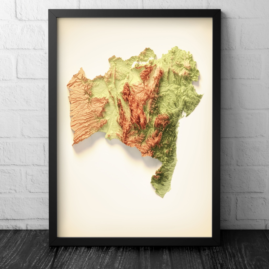 Mapa Relevo Artístico Bahia - Colorido | Shopee Brasil