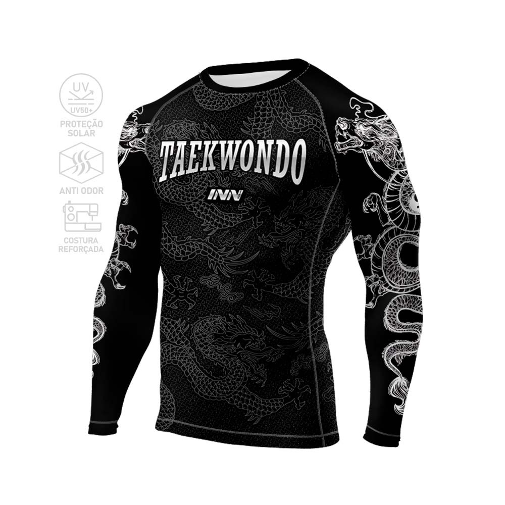Rash guard Manga Longa Taekwondo Dragon Thai Cinza | Shopee Brasil