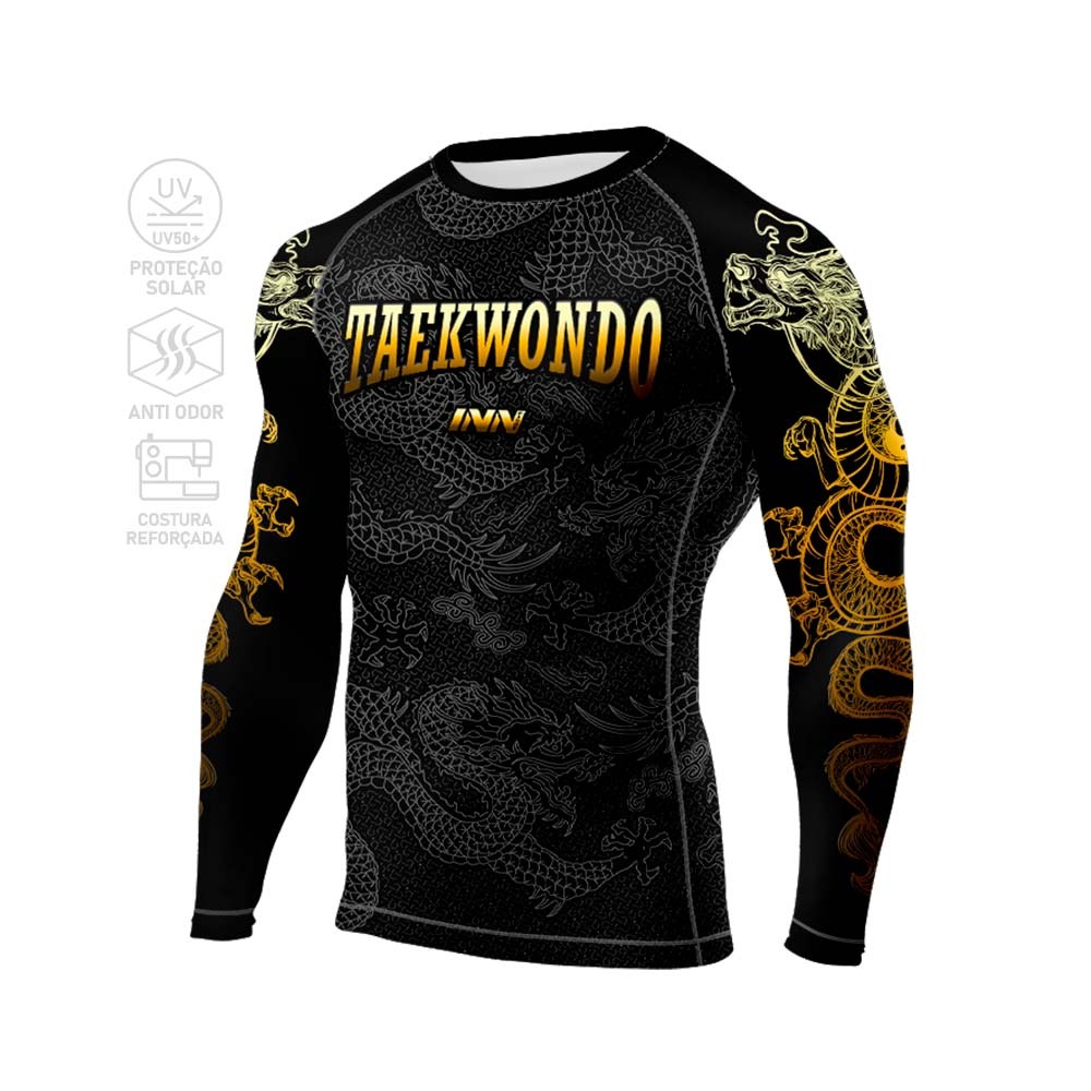 Rash guard Manga Longa Taekwondo Dragon Thai Dourado | Shopee Brasil