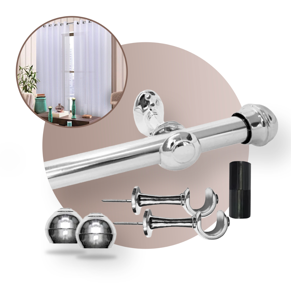 Kit Varao Simples Cromado 2 Metros Grosso 28mm Ferro Cortina Varal ...