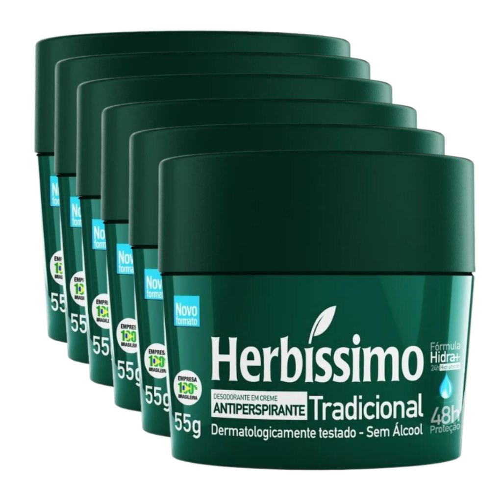 Kit 6 Desodorante Herbíssimo Tradicional 55g | Shopee Brasil