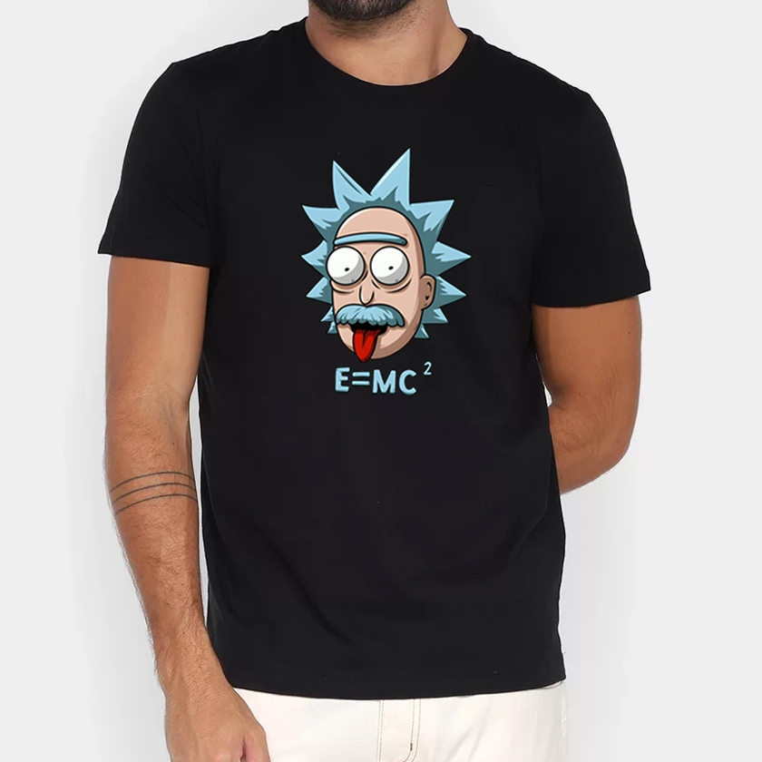 Camiseta Camisa Masculina Rick E Morty Genio Einstein Mostrando Lingua Desenho Série Nerd Geek ...
