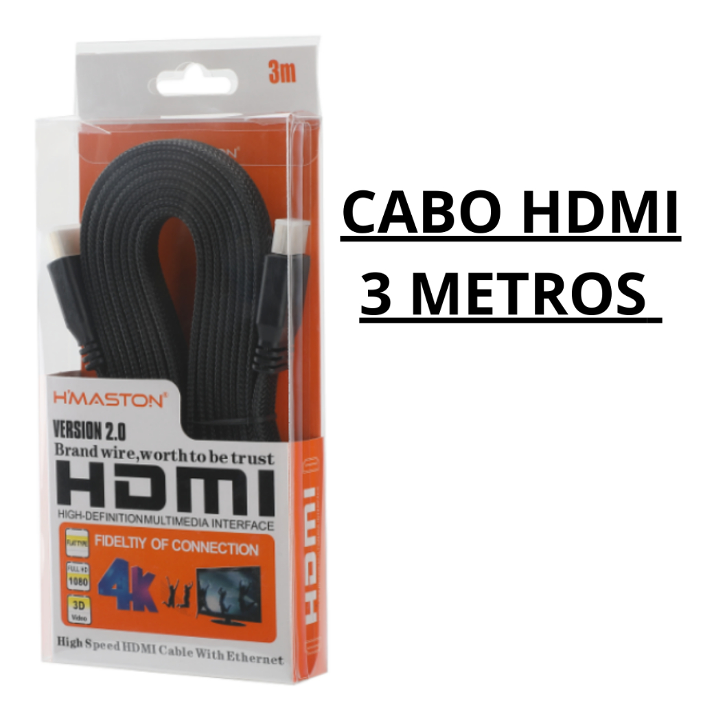 Cabo HDMI 1.4 FULL HD 1080P 4K 60 Hz 19 PINOS 3 METROS Para Video Game ...