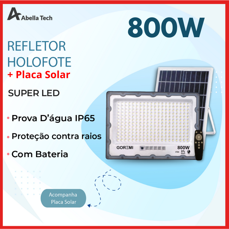 Holofote Solar Refletor Led 800w Prova D'àgua C/placa Solar | Shopee Brasil