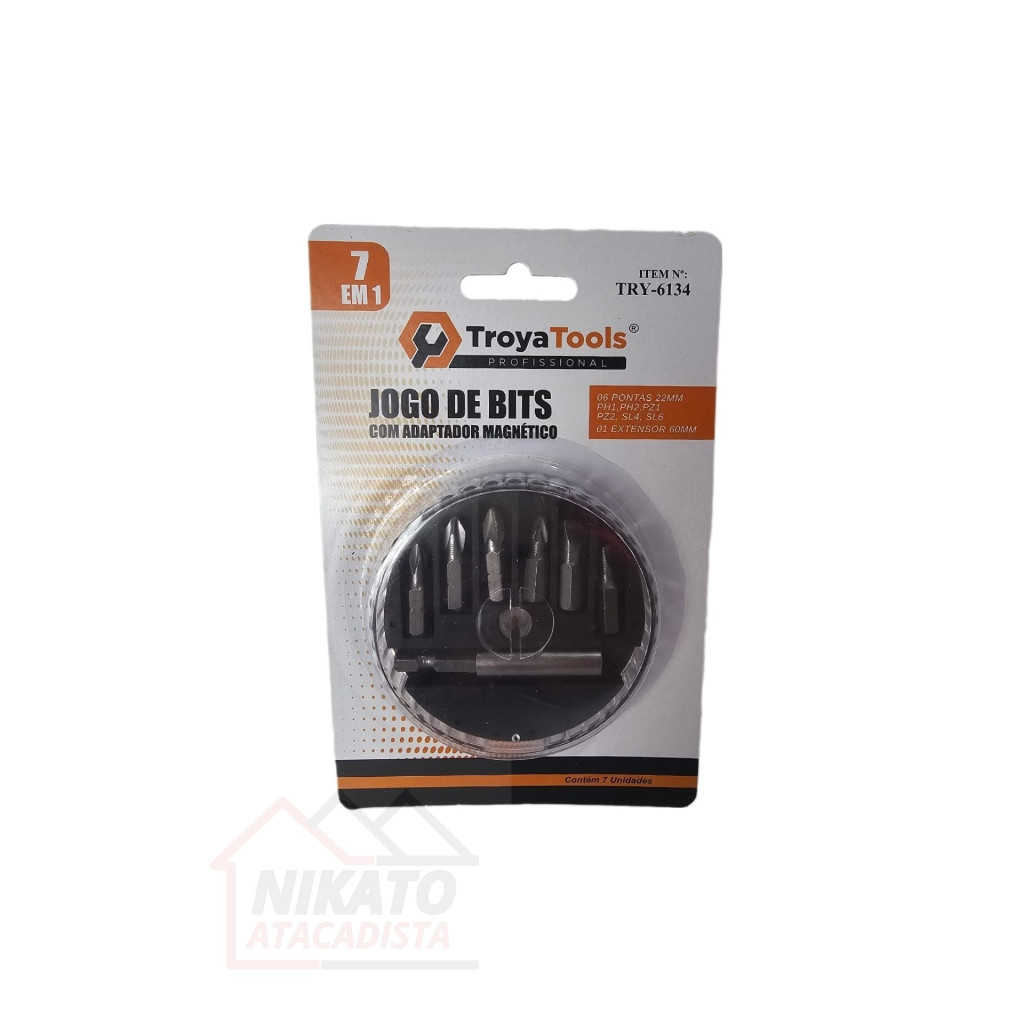 JOGO DE BITS 06 PONTAS E EXTENSOR 60MM C/ ADAPTADOR MAGNÉTICO REF:TRY ...