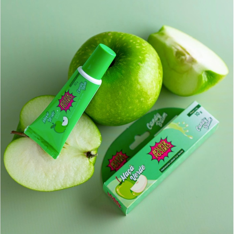 HIDRATANTE LABIAL CANDY BALM MAÇÃ VERDE SUPER PODERES | Shopee Brasil