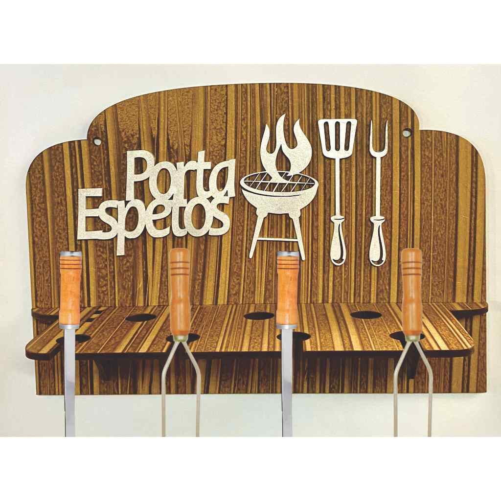 Porta Espeto Mdf Churrasco Churrasqueira Cantinho Decoração Suporte ...