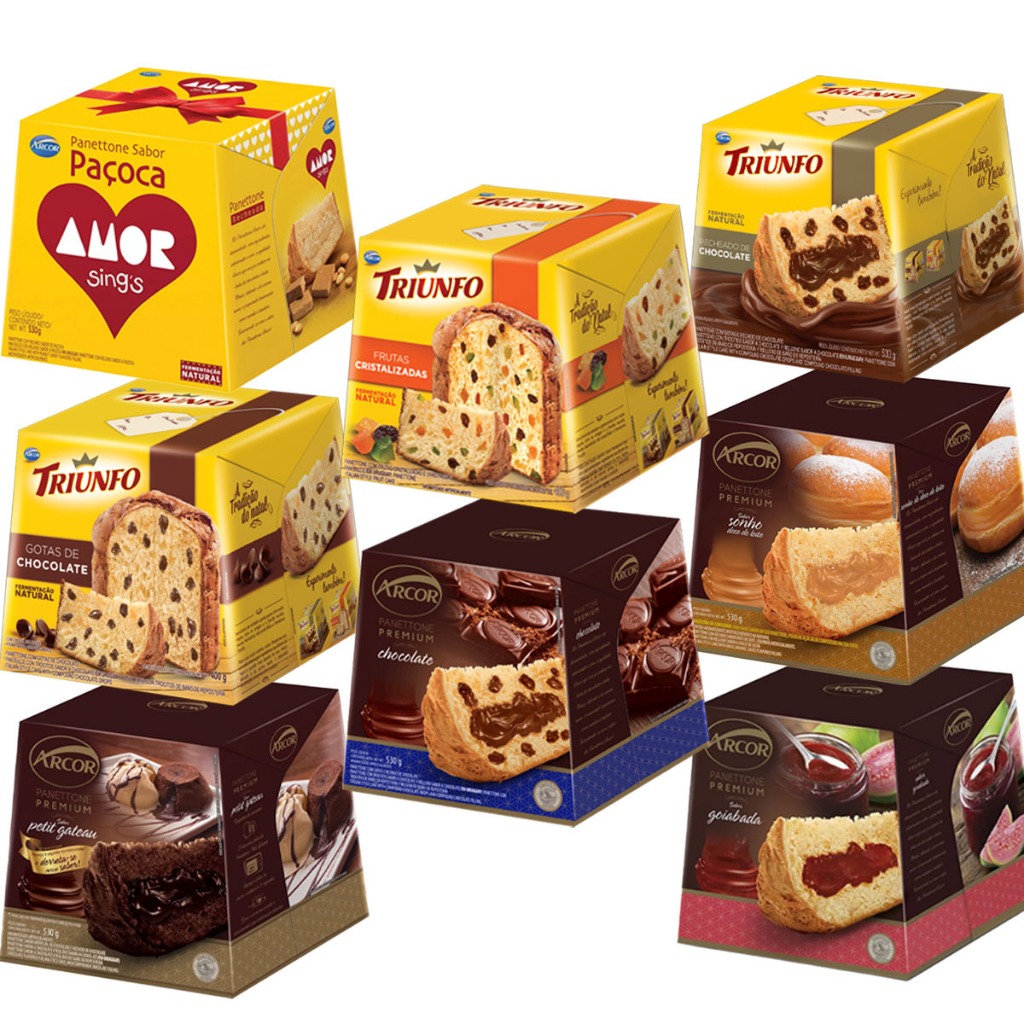 Panetone Arcor Recheado Cremoso 400/530g Goiabada Petit Gateu Chocolate ...