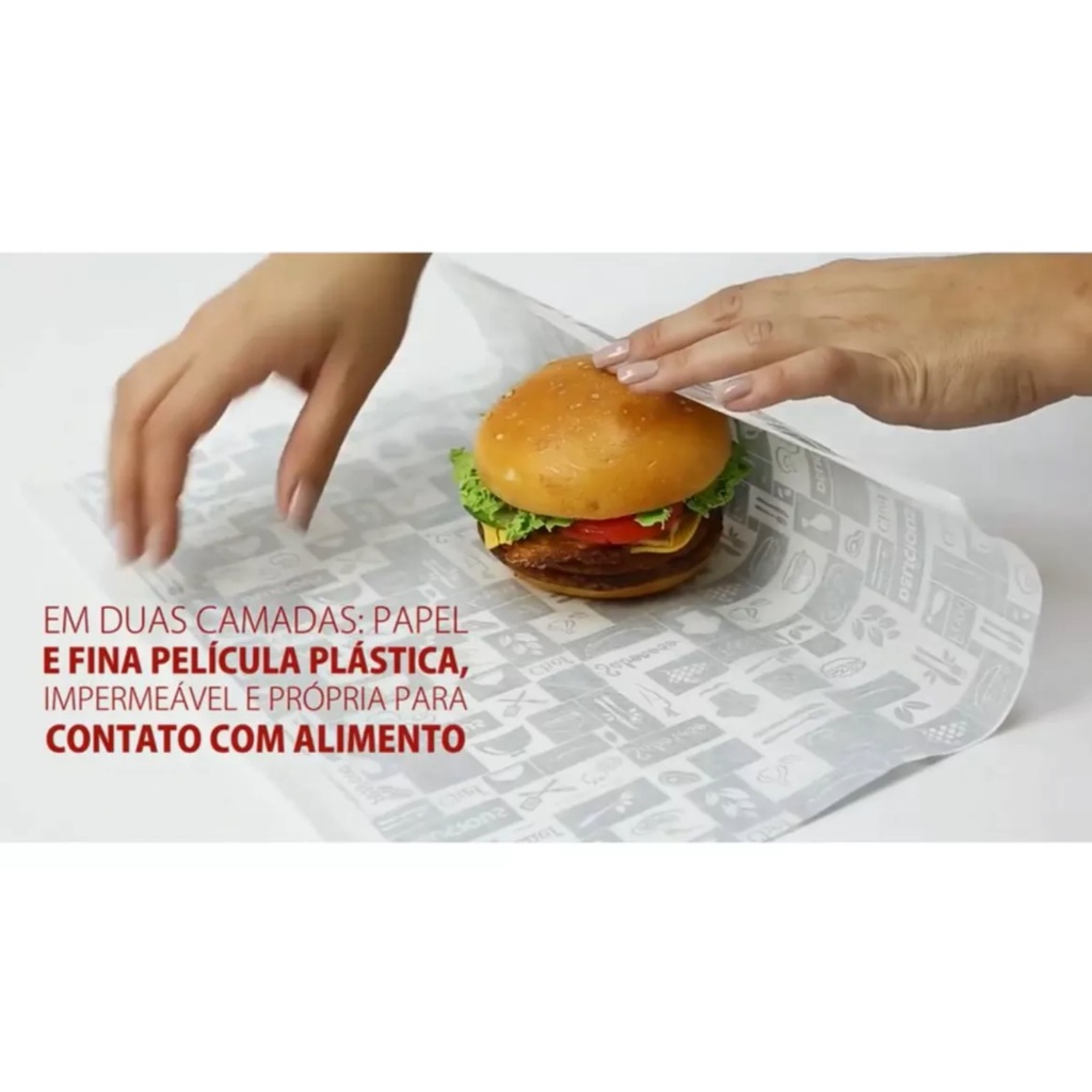 Papel Acoplado 30x38 Embalagem Para Lanche, Burguer, Fastfood ...