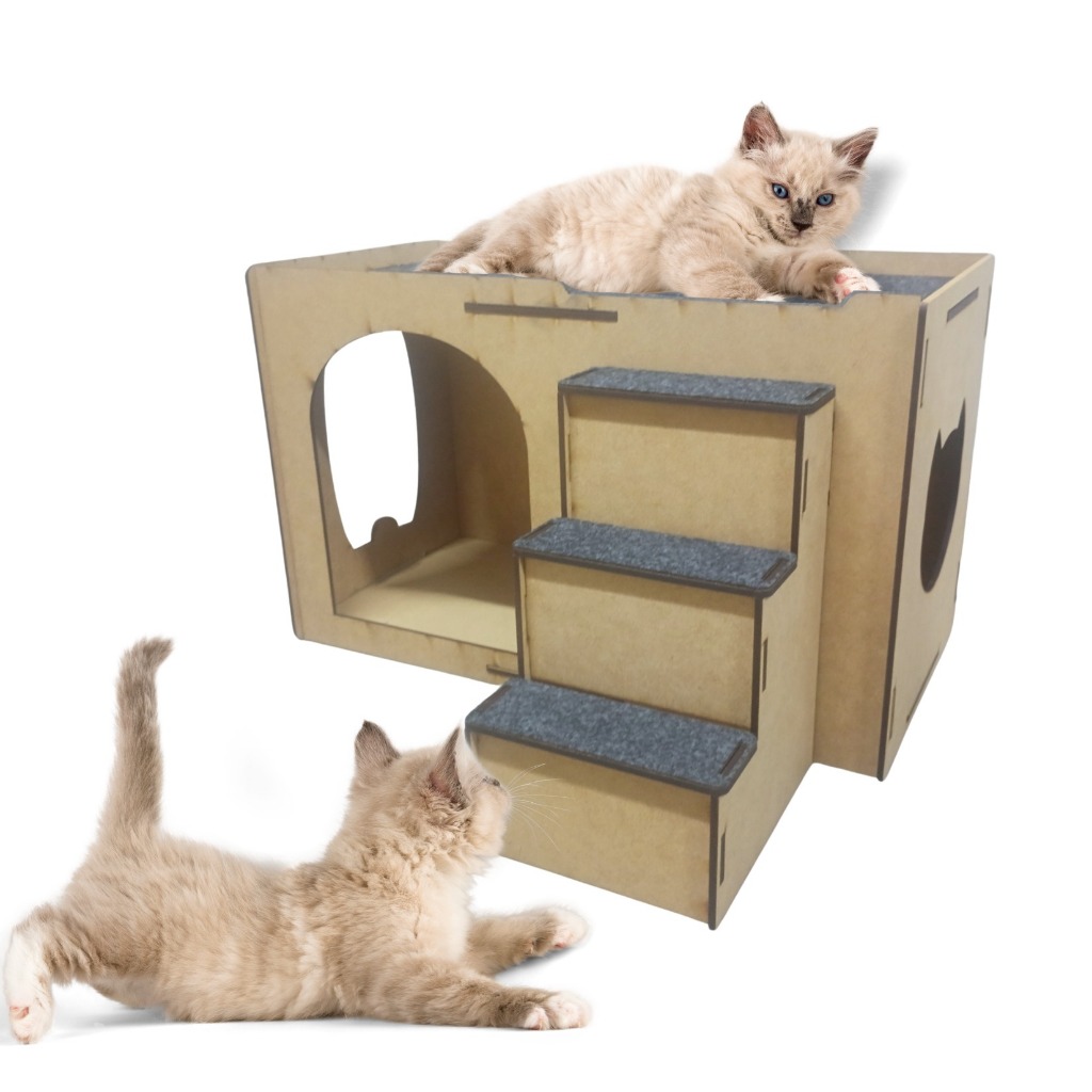 New Kit Gato Aventureiro - Casinha com Escadinha Playground: Diversão e ...