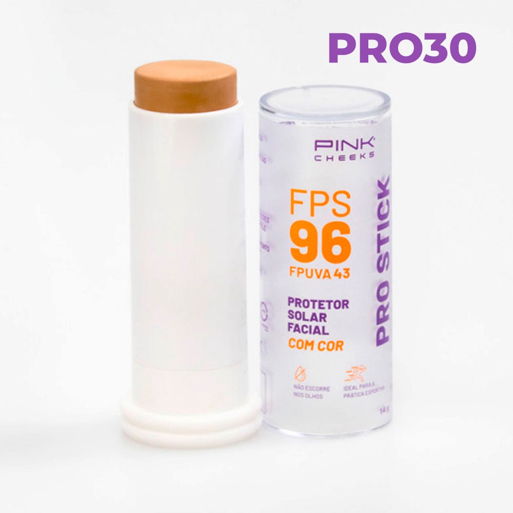 Protetor Solar Facial Pro Stick com Cor FPS96 Pink Cheeks 14g ...