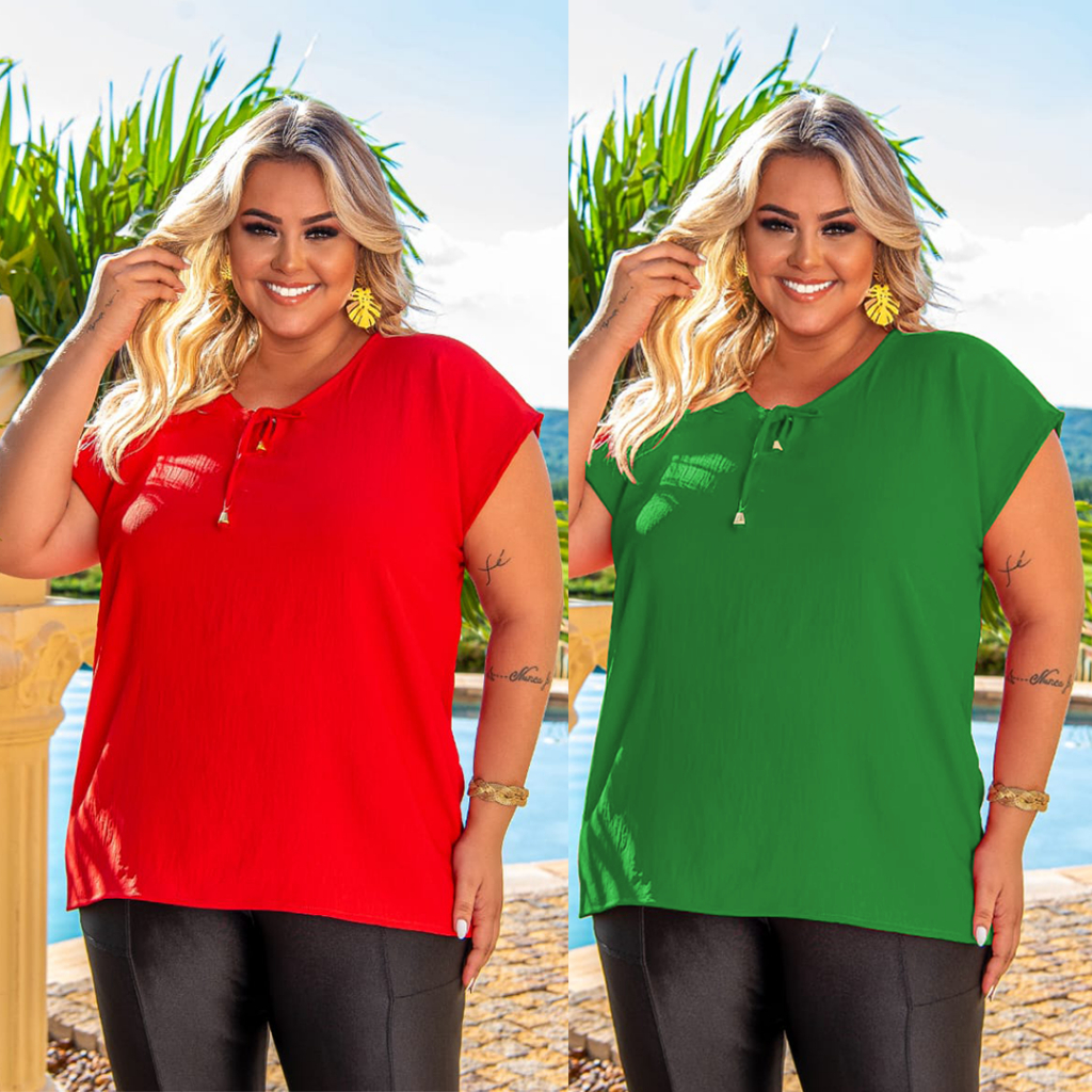 Blusa Feminina Plus Size Camisa Tecido Crepe Duna Evangélica Moda Maior ...