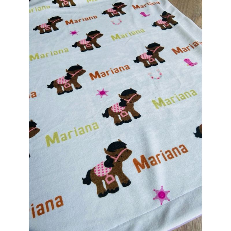 Manta com nome Manta Mariana dupla face personalizada - Produto igual ...