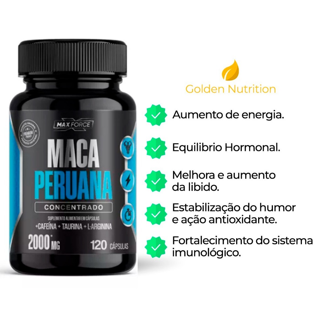 Maca Peruana Premium Pura 200mg 120 Cáps Max Force - Aprovado Original ...
