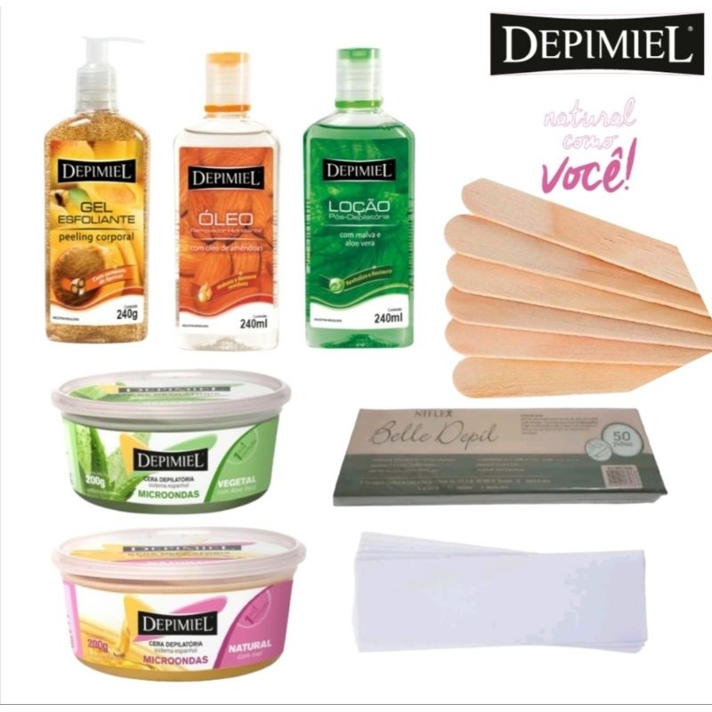 Kit Depilatório cera Micro-ondas 200g mais Gel esfoliante peeling e ...