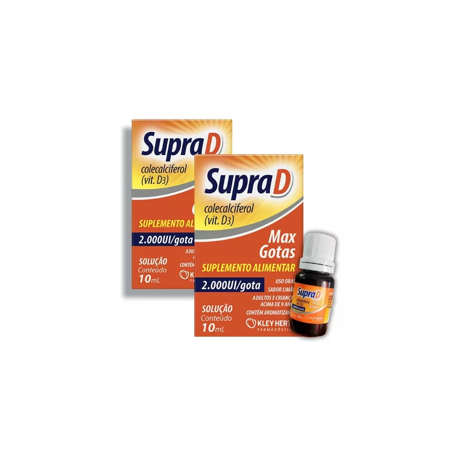 Supra D Max 2000 Ui Por Gota 2x10ml Vitamina D - Kley Hertz | Shopee Brasil