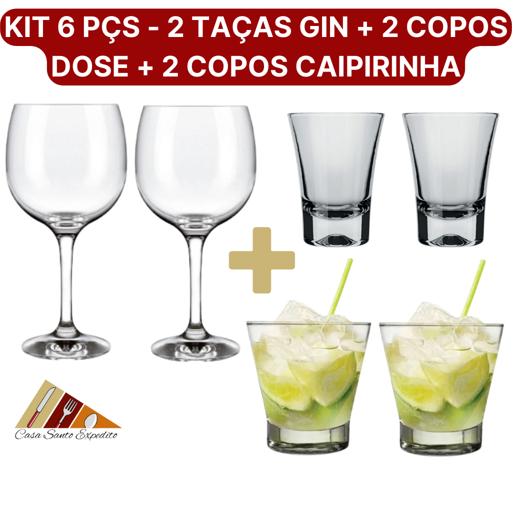 KIT DRINKS 6 PÇS 2 TAÇA GIN + 2 COPO CAIPIRINHA + 2 COPO DOSE | Shopee ...