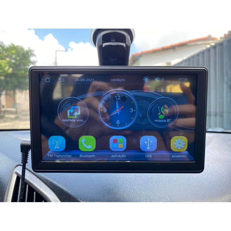 Multimídia MP5 Portátil com CarPlay e Android auto e câmera de ré | Shopee Brasil