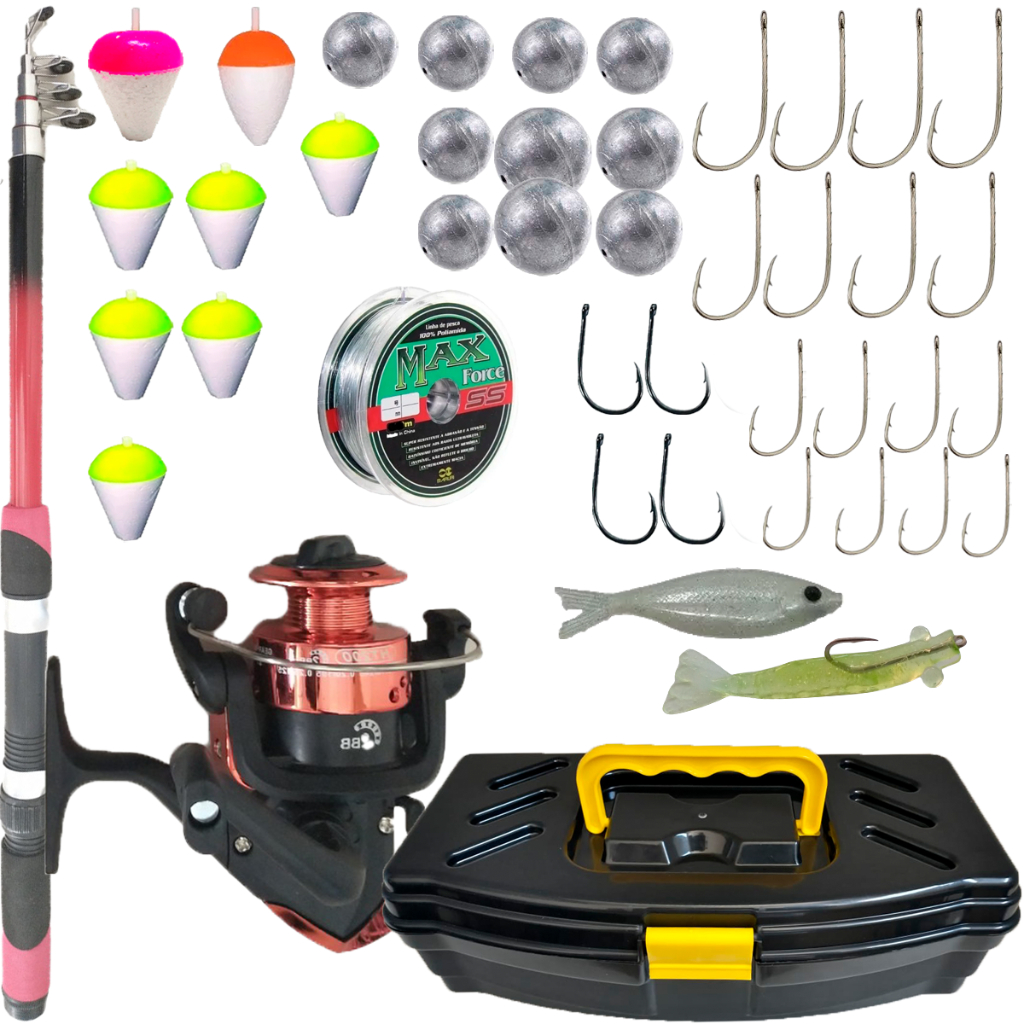 Kit de Pesca Comleto para Presente Com Vara + Caixa de Pesca | Shopee ...
