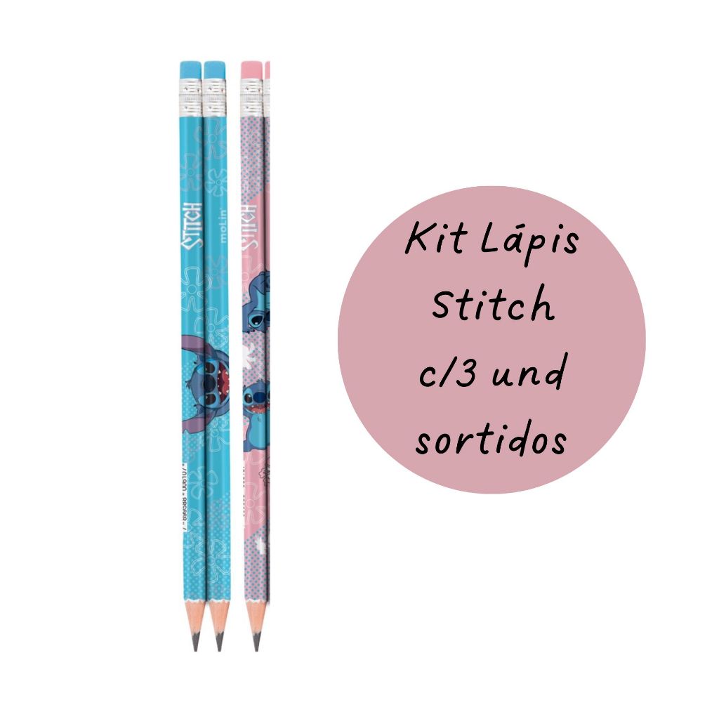 Lápis Preto HB Stitch c/ 3 Unidades Sortidos - Molin | Shopee Brasil