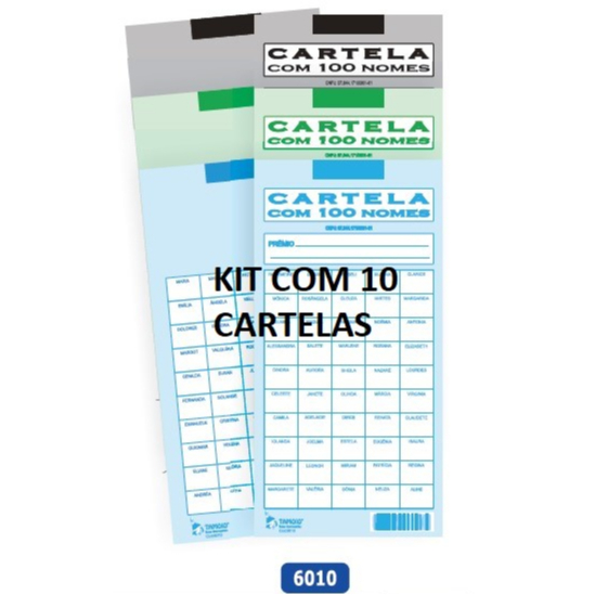 KIT CARTELA DE RIFA TAMOIO 10 UNIDADES 100-50-25-15-10 NOMES (MODELO NOVO - NOMES FEMININO E ...