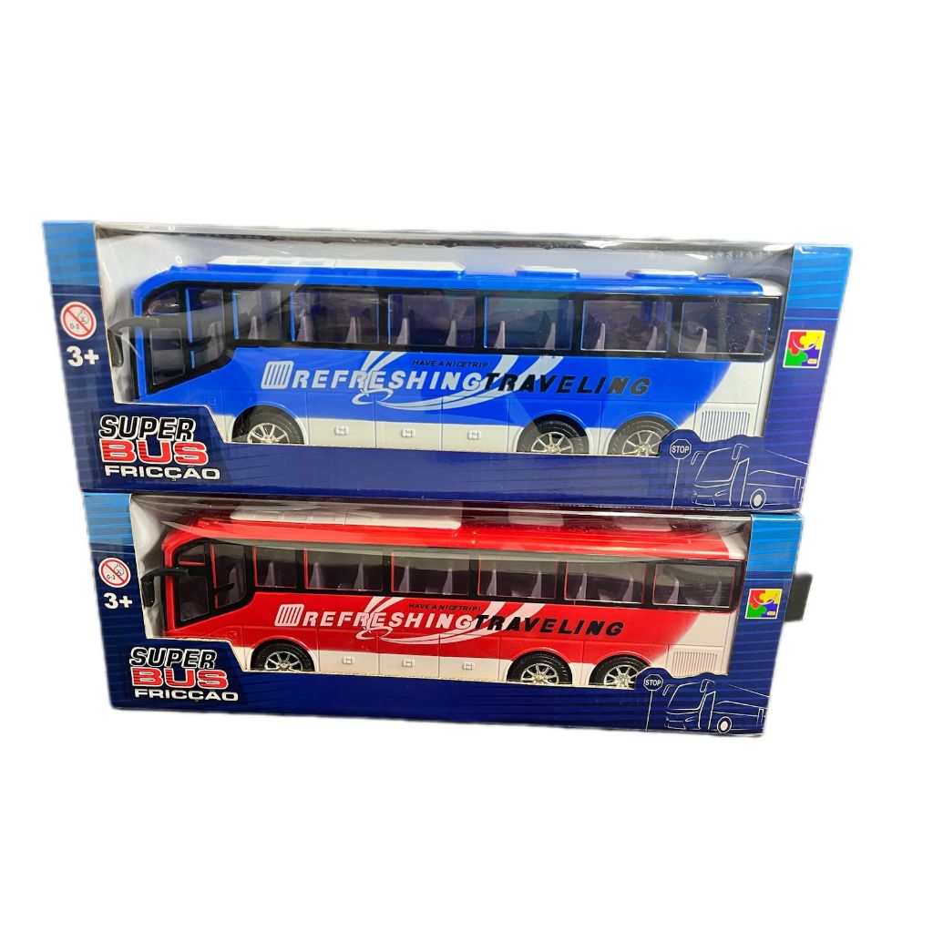 Ônibus de Fricção Super Buss Azul ou Vermelho- Cks | Shopee Brasil