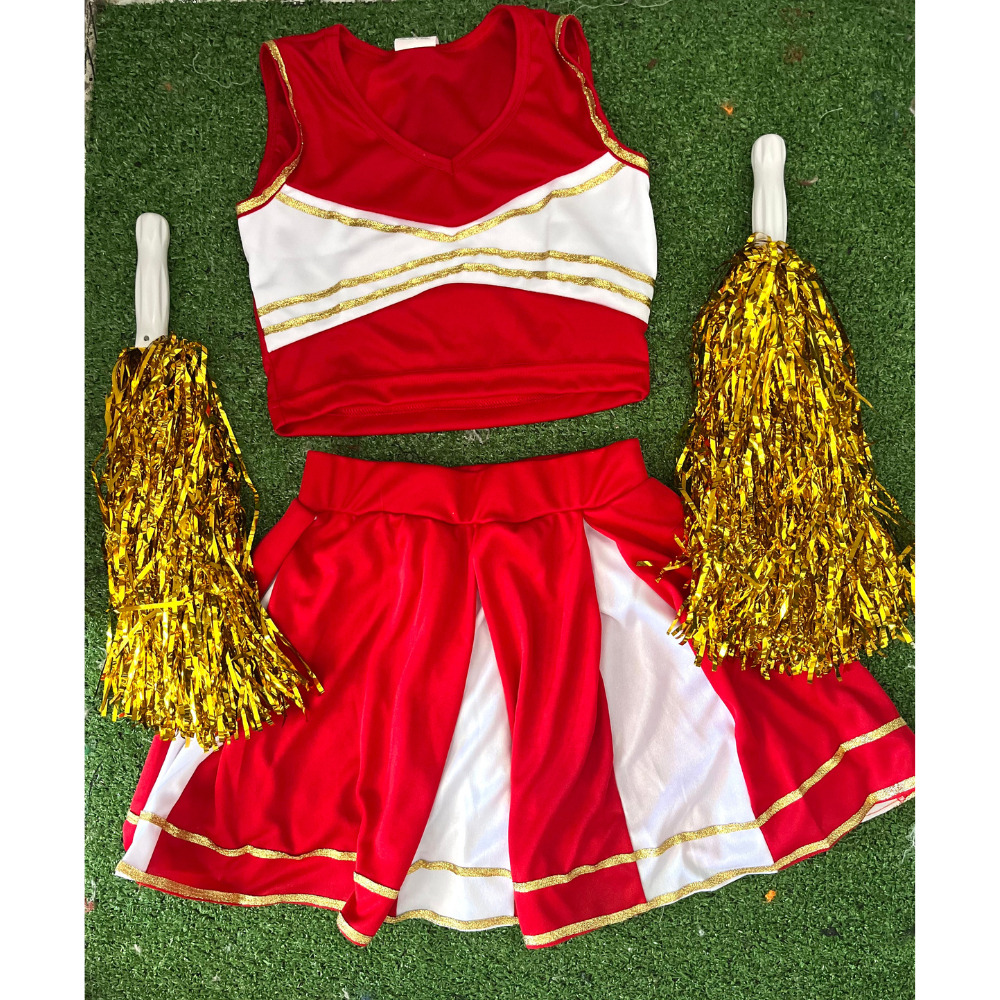 Fantasia Líder de torcida infantil com pompom dourado do 4 ao 12 ...
