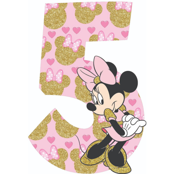 DISPLAY MDF NUMERO 5 MINNIE ROSA DOURADA 60CM | Shopee Brasil