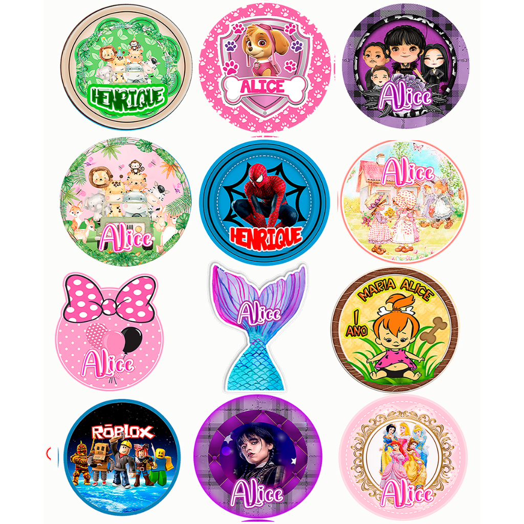 TAG para Docinhos 15 unidades folha A4 PARA RECORTE Todos os Temas ...