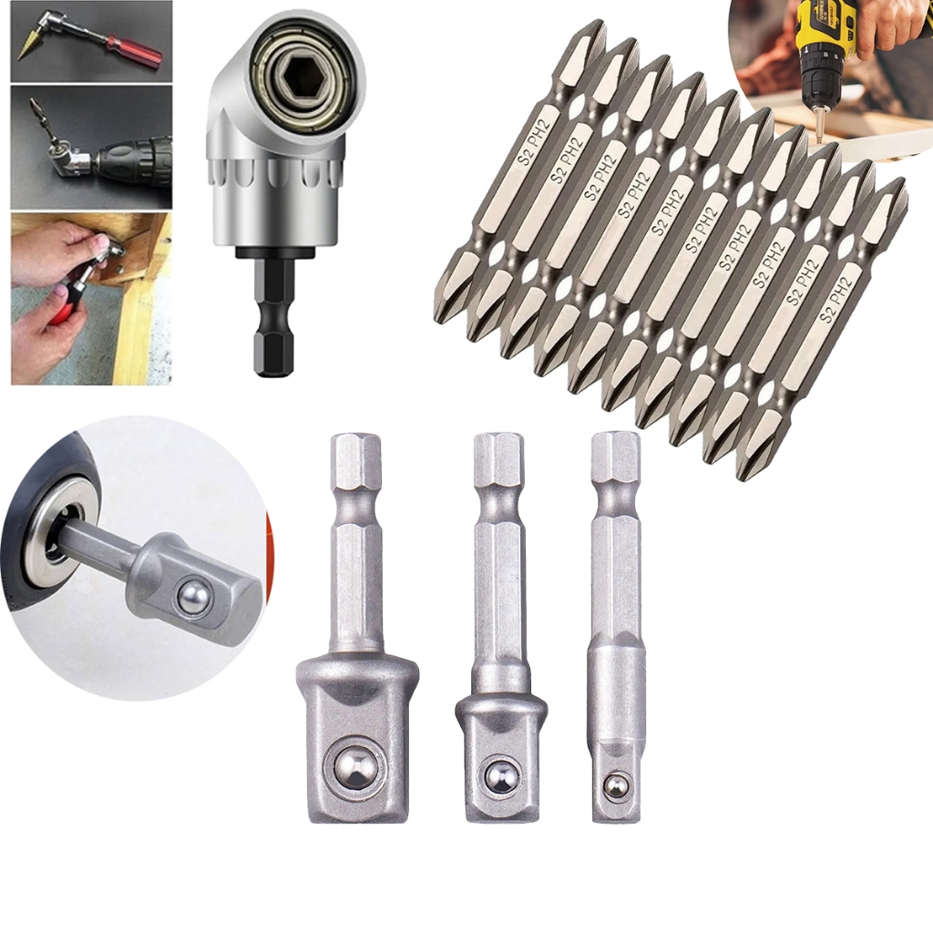 Kit Adaptador Extensor Angular Bits Para Parafusadeira 105 Graus Para ...