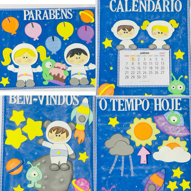 kit 7 painéis em eva para sala de aula Astronauta | Shopee Brasil