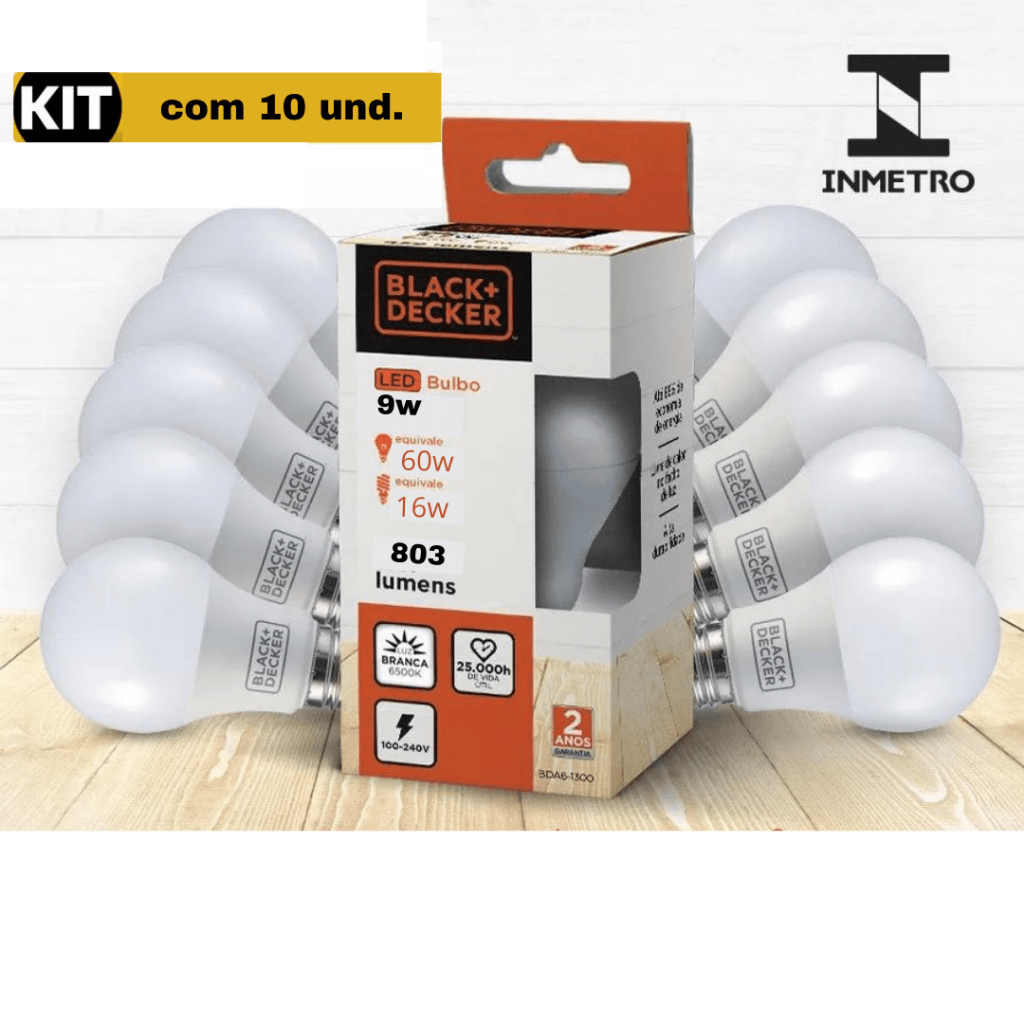 kit 10 Lâmpadas Led 9w Bulbo Bivolt Soquete E27 Branco Frio | Shopee Brasil
