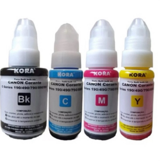 Kit 4 Tintas Compativel Para Canon Pixma Gi-190 G1100 G2100 G3100 | Shopee Brasil
