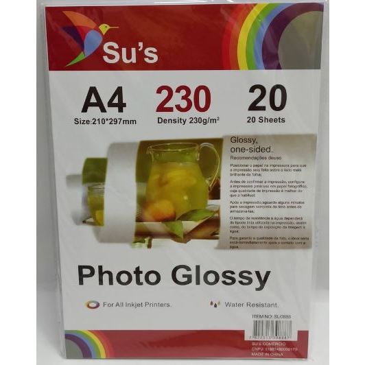 10 pacote Papel Fotográfico Premium A4 SU'S 230g CONTEM 20 Folhas | Shopee Brasil