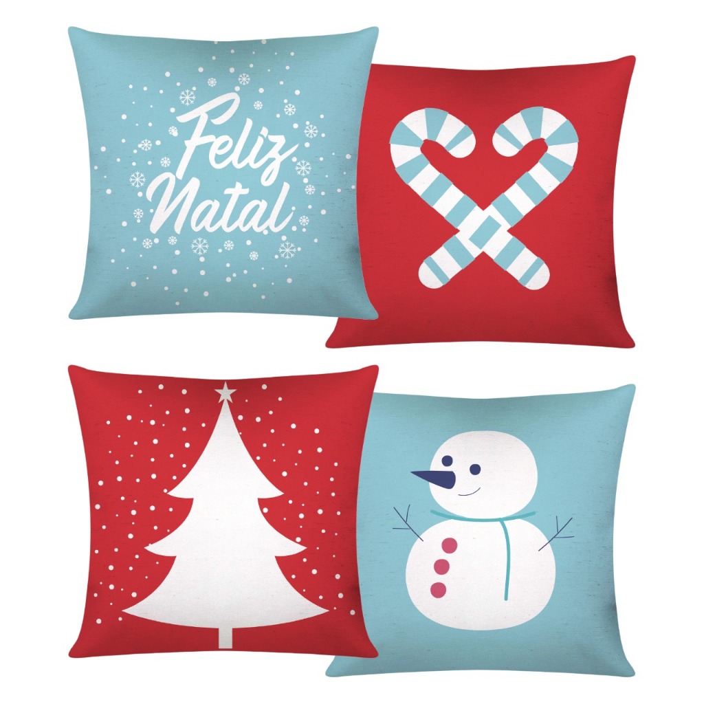 Kit 4 Capas De Almofada Natal Lindas E Baratas 42cmx42cm Estampa ...