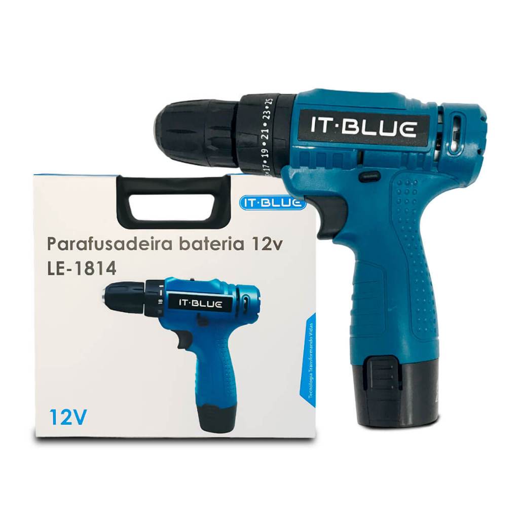 Parafusadeira 12v Torque 24Nm 1350rpm Marca IT-Blue Modelo LE-1814 | Shopee Brasil