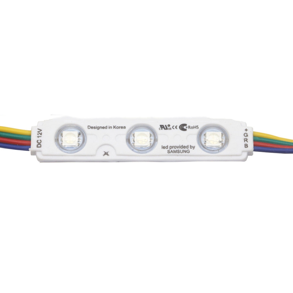 MODULO LED RGB 5050 3 LEDS IP65 SILICONADO 12V | Shopee Brasil