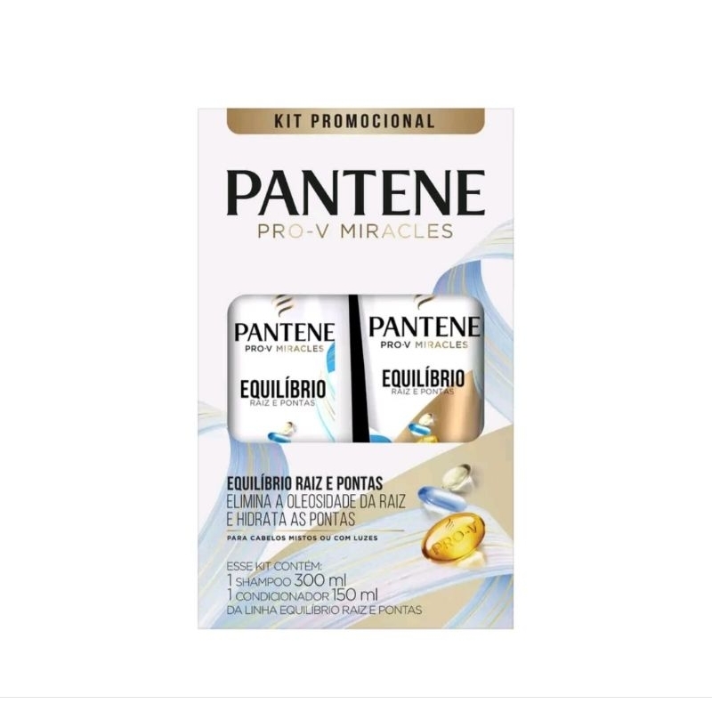 Kit Shampoo 300ml + Condicionador 150ml Pantene Pro-V Miracles Equilíbrio Raiz e Pontas | Shopee ...