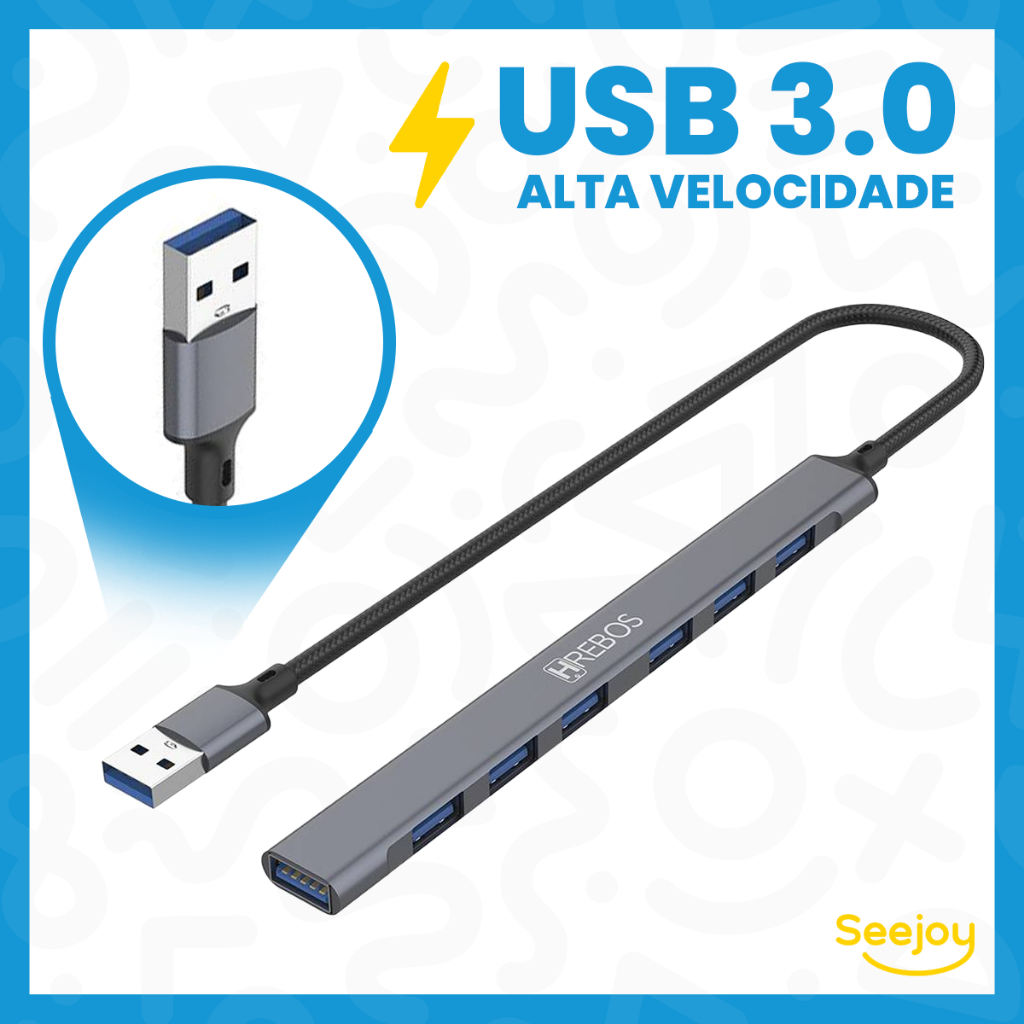 Adaptador Extensor USB 3.0 HUB SevenLink 7 em 1 High Speed - Escorrega ...