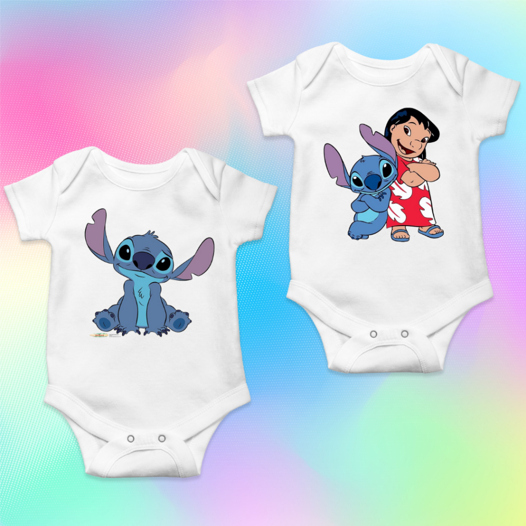 Kit 2 body bebê infantil manga curta estampa Stith e Lilo | Shopee Brasil