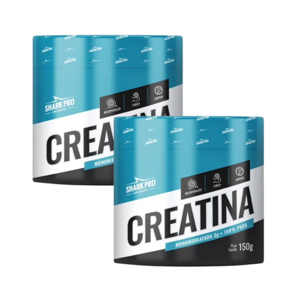 Kit c/ 2 Creatina 100% Pura Monohidratada Shark pro 150g | Shopee Brasil
