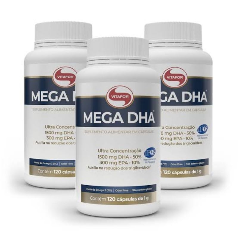 Kit 3x Mega DHA 120 Caps 1000mg Vitafor 1500 mg de DHA Ultra ...