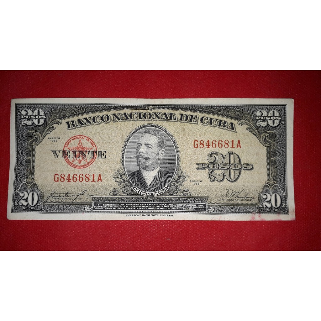 Cedula de Cuba 20 pesos 1958 - SOBERBA | Shopee Brasil