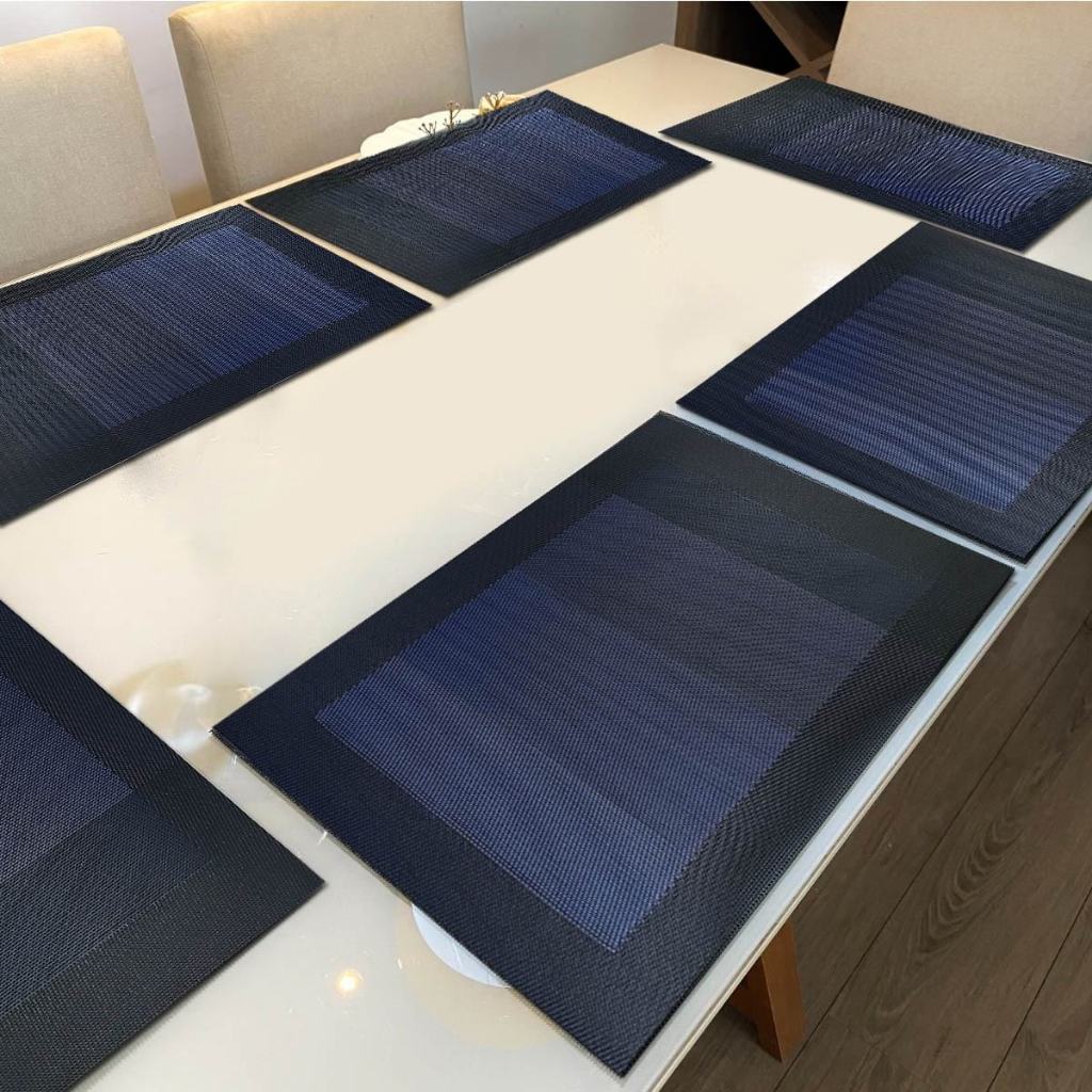 Jogo Americano Retangular Mesa Supla 6 Lugares Sousplat Marrom Azul ...