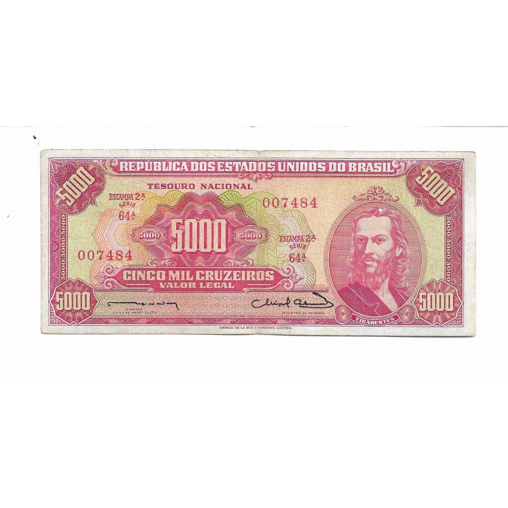 Cedula C 107 5000 Cruzeiros 1963 - MBCSOB | Shopee Brasil