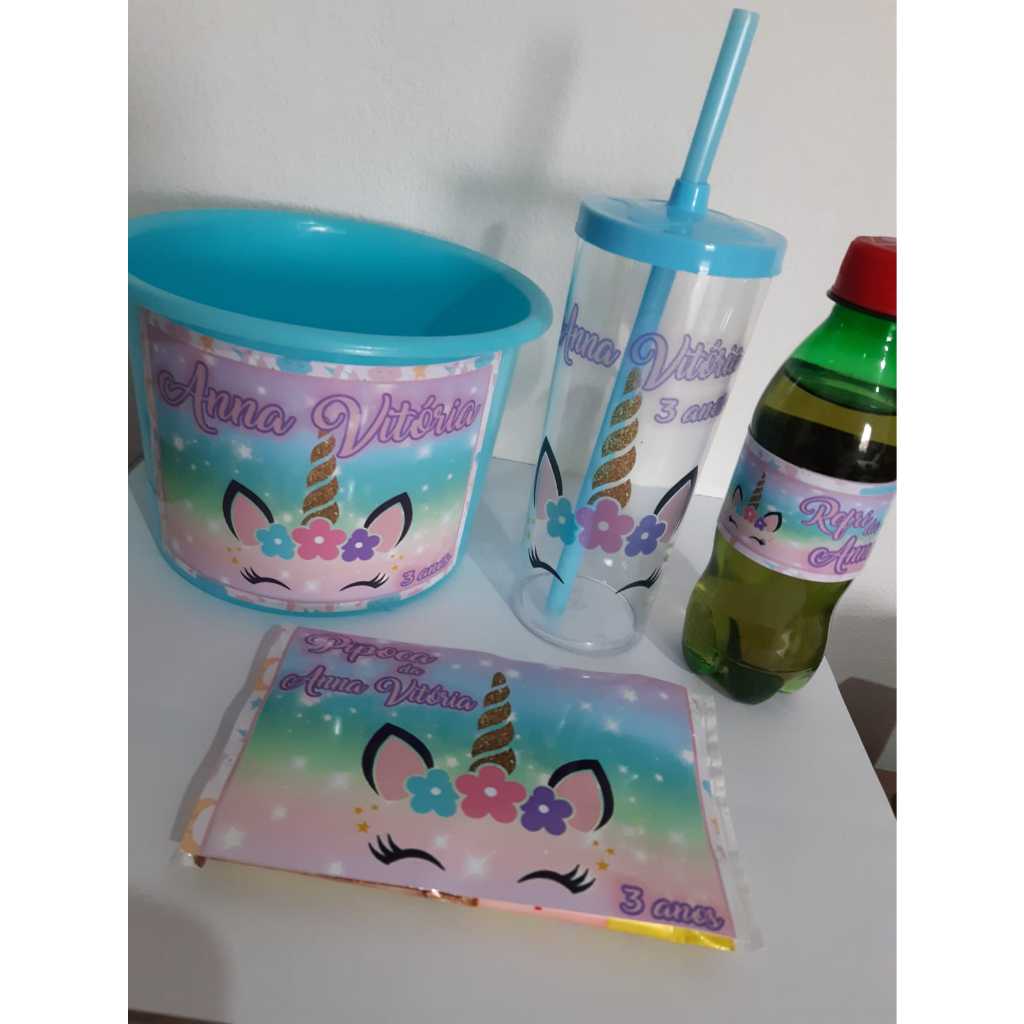 20 Kit Cineminha Copo Long Drink + Baldinho 1,5l com Adesivos Pipoca e ...
