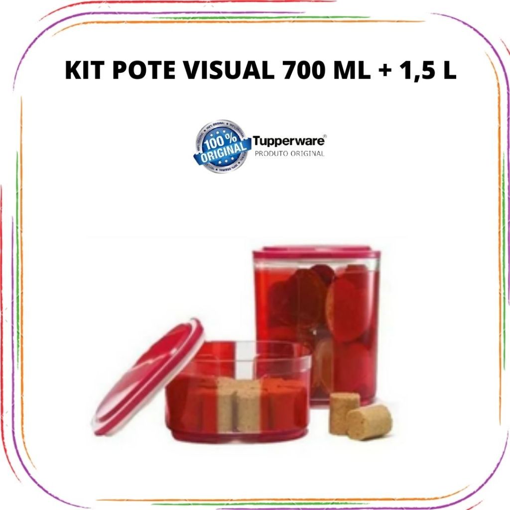 Kit Tupperware Policarbonato Pote Visual - 700 ml + 1,5 lt | Shopee Brasil