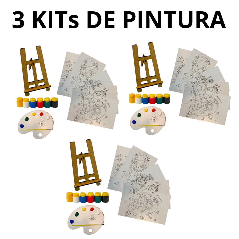 Kit Pintura Infantil: Meu Primeiro Atelier - 15 Peças - Telas, pincel ...