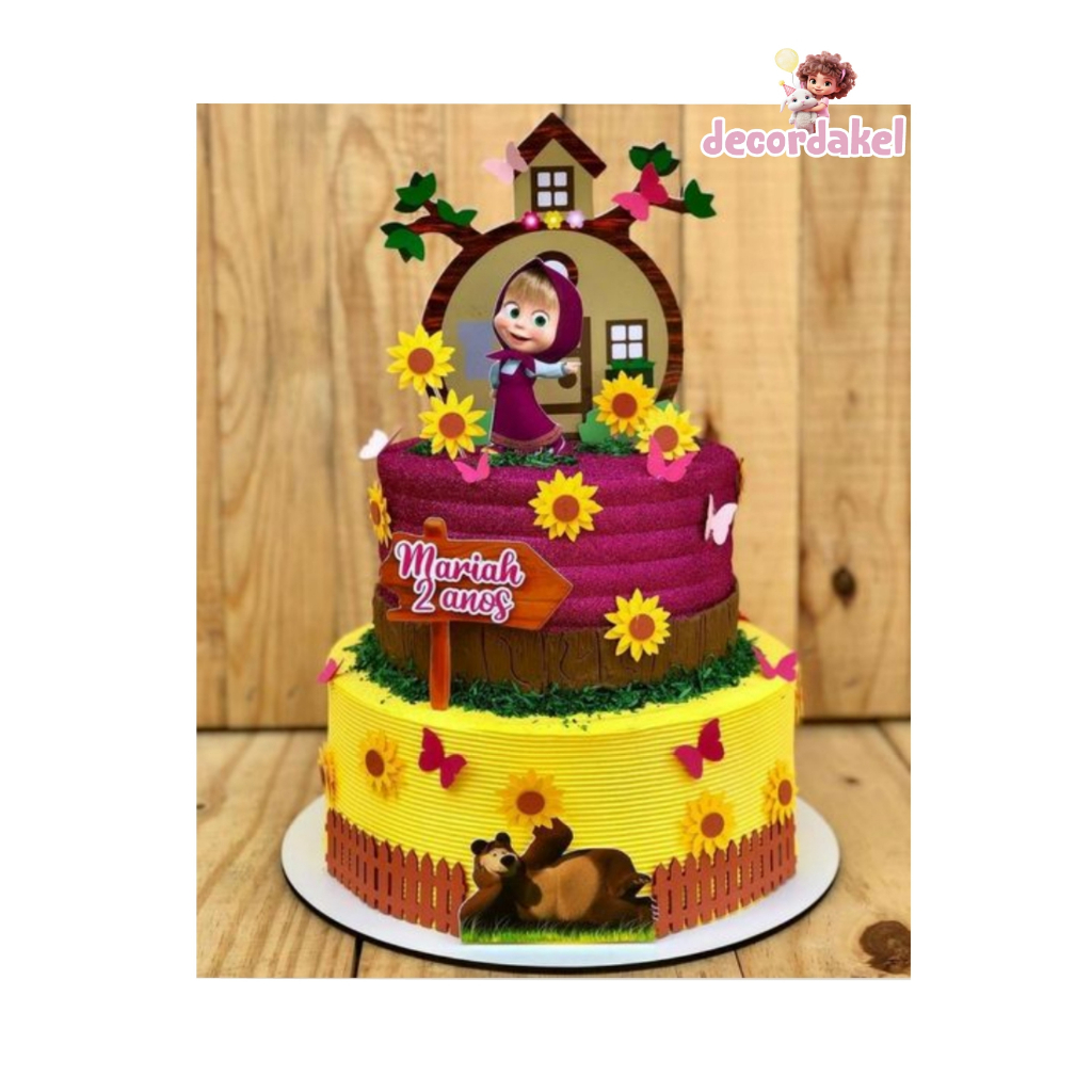 Topo Topper de Bolo Aniversário Tema Marcha e Urso 02 | Shopee Brasil