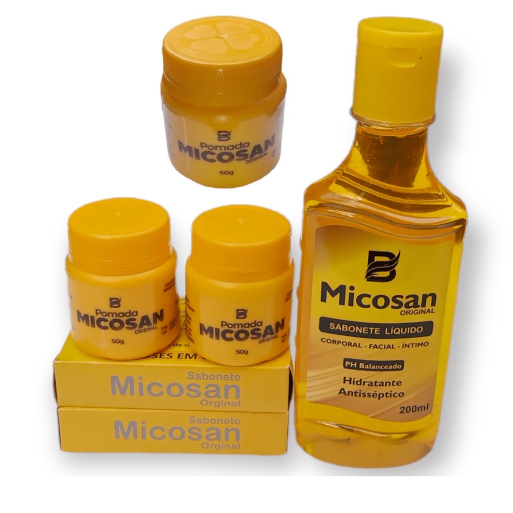 kit micosan 3 Pomada 50g 2 sabonete em barra 1 sabonete liquido Para ...